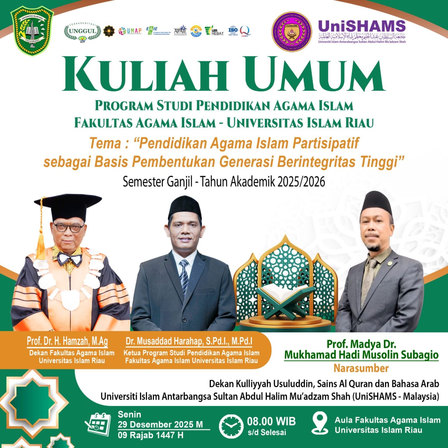 Kuliah Umum Program Studi Pendidikan Agama Islam Semester Ganjil Tahun ...
